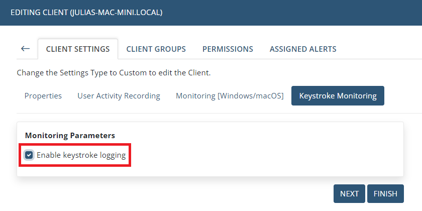 The Keystroke Logging Parameter